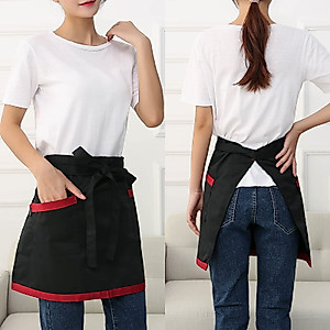 eywlwaar Waist Apron with 2 Pockets Unisex Half Short Apron for Waitress Server Waiter (Black-3Packs)