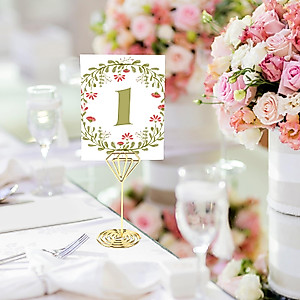 Humyoun 36 Pack Gold Table Number Holders 3.35 Inch Diamond Place Card Holder Wedding Table Signs Stands Metal Table Card Holders Picture Holders for Wedding Party Reception Restaurant Office