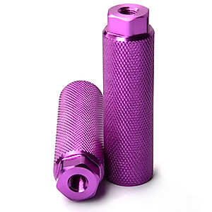Vuwuma Amotor Bike Pegs Aluminum Alloy Anti-Skid Lead Foot Bicycle Pegs BMX Pegs for Mountain Bike Cycling Rear Stunt Pegs Fit 3/8 inch Axles (Purple) 11