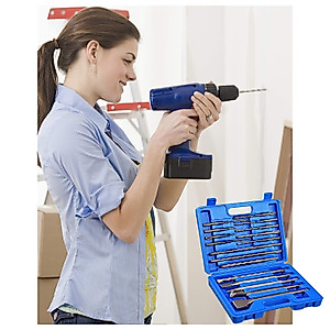 MYOYAY Rotary Hammer Drill Bits Set & Chisels 17Pcs SDS Plus Concrete Masonry Hole Tool with Storage Case Drilling Bricks Concrete Masonry Wall Stone