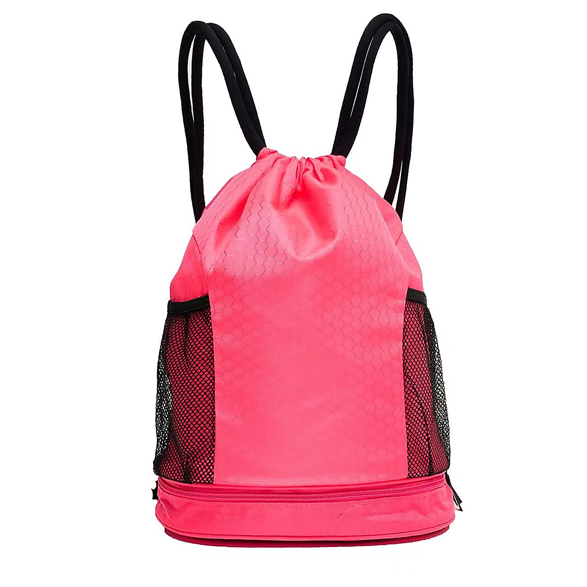 OFLILAK Waterproof Drawstring Backpack, Lightweight Sackpack Drawstring Bag,Swimming Yoga Gym Sports Casual Bags for Women and Men, Pink, One Size