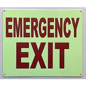 Photoluminescent EMERGENCY EXIT SIGN/GLOW IN THE DARK emergency EXIT SOUND SIGN (ALUMINIUM, 12X10 INCH,HEAVY DUTY, RUST FREE)