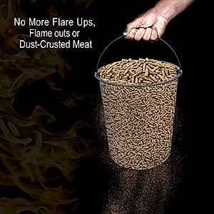 ROUNDSILL Wood Pellet Storage Containers for Smoker - XL 20LB Grill Bucket with Lid, Dust Sifter, Scoop, Aroma Lock Gamma Lid Accessories Holder Organizer