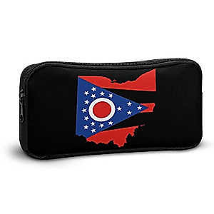 Flag of The Ohio State Flag Pencil Case Stationery Pen Pouch Portable Makeup Storage Bag Organizer Gift