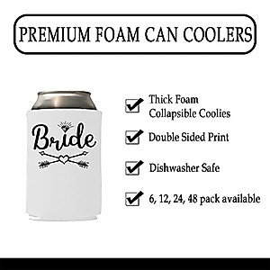 Veracco Bride and Bride Tribe Drinking Team Can Coolie Holder Bachelor Party Wedding Favors Gift For Groom Groomsmans Proposal (White/Black, 12)