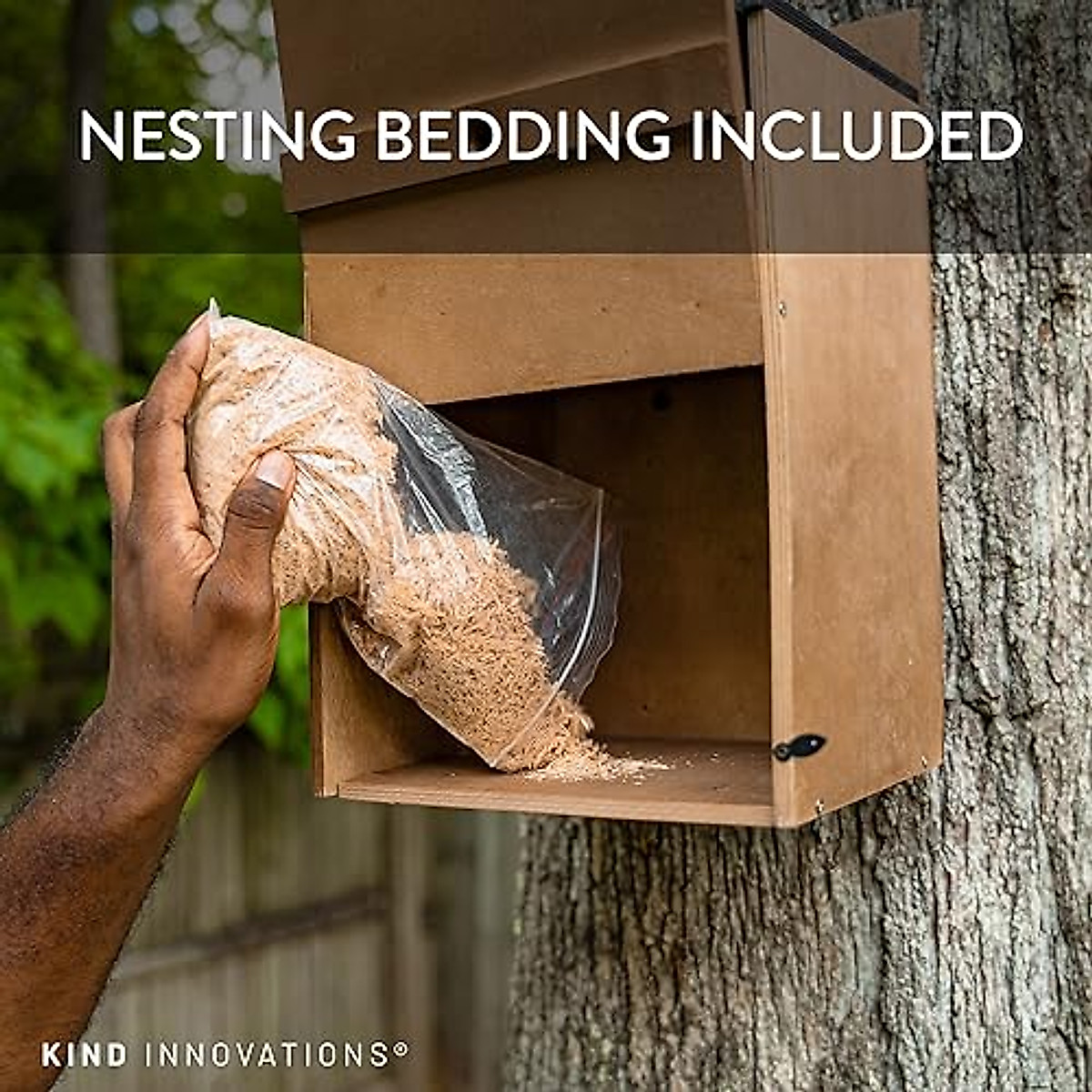 Kind Innovations Owl House DIY Easy Build Kit Owl Nesting Boxes Owl w/Perch Box for Outside Screech Owl Nesting Box Barn Owl bat Houses for Outdoors Owls Nest Squirrel Nesting Box (Flat Roof)