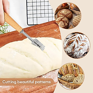 Danish Dough Whisk - Bread Whisk, Dutch Whisk for Dough, With Dough Scraper Bread Cutter, Bread Lame Dough Scoring Tool + 5 Blades and Case, Bread Making Tools