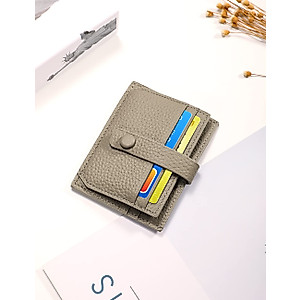 Small Wallets for Women Leather Credit Card Holder Pocket Purse (Khaki)