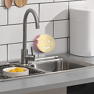 Sponge Holder, Sink Caddy for Scrub Sponges with Suction Cup Installation, Kitchen/Bathroom Sink Sponge Storage, Self Draining, Dishwasher Safe for Holding Smiley Sponges (Sponges Not Included),1pcs