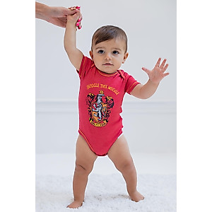 Harry Potter Gryffindor Hufflepuff Ravenclaw Slytherin Infant Baby Boys 4 Pack Bodysuits 12 Months