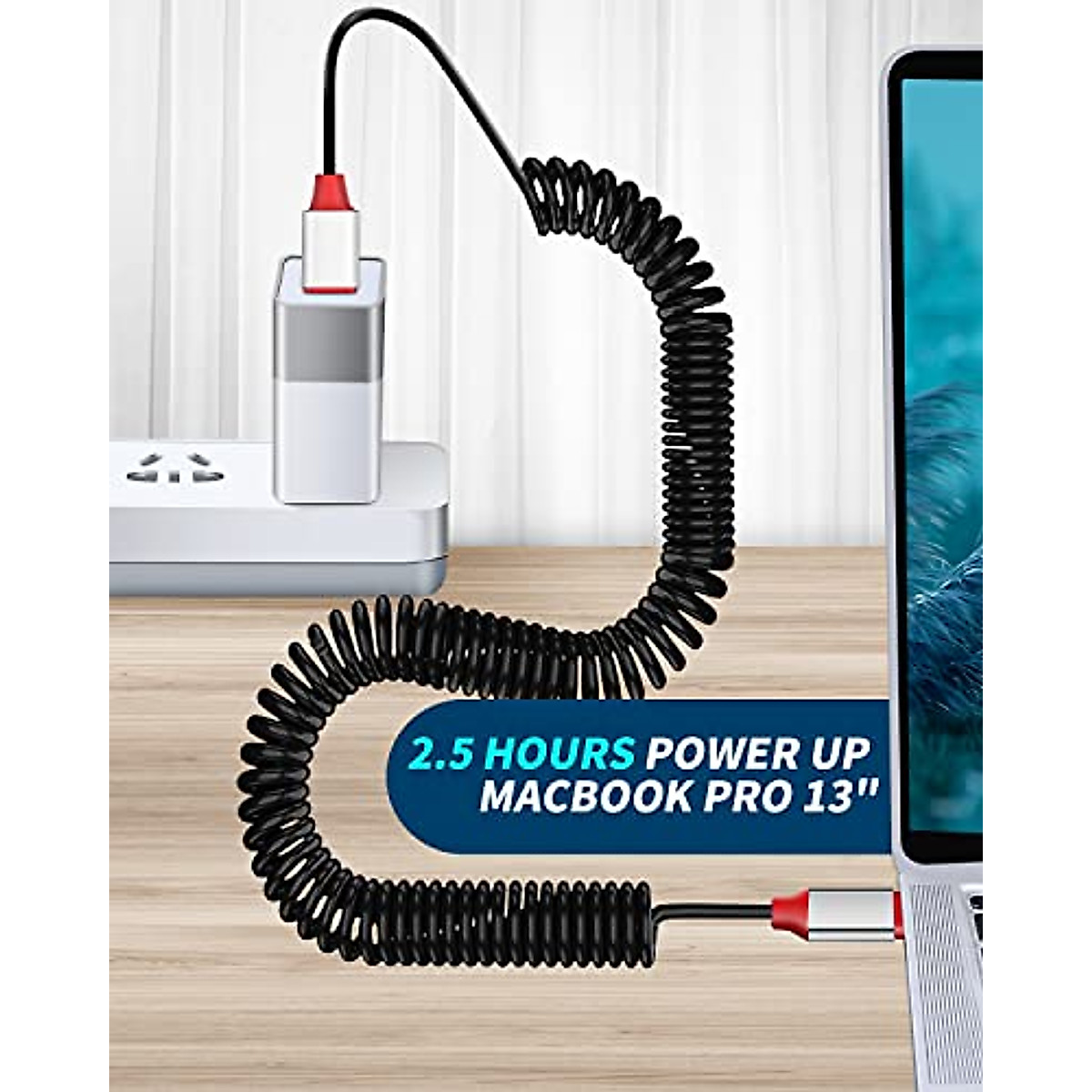 AICase Coiled USB-C to Lightning Cable for Apple CarPlay,Expansion Spring Coiled Cable,PD Type C Scalable Charging Cable for iPhone 14/13/13 Pro 12 Pro Max 12 11 X XS XR 8 Plus,AirPods Pro