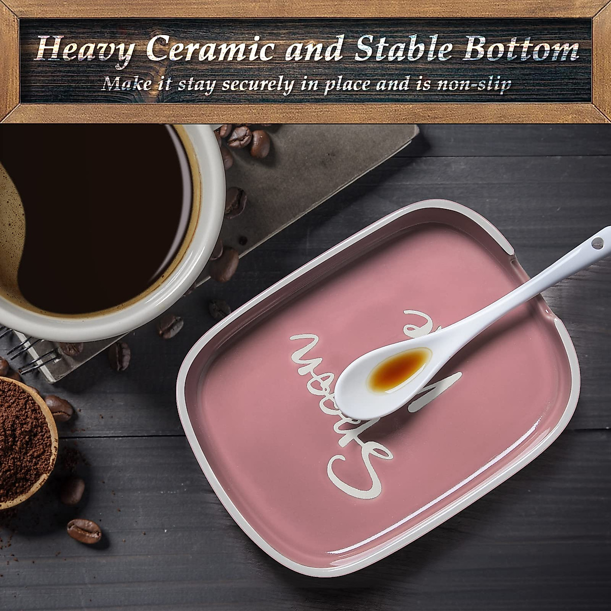 Ceramic Spoon Rest for Stove Top, DAYYET Large Spoon Holder, Spoon Rest for Kitchen Counter, Heat-Resistant Cooking Utensil Rest, Pink Kitchen Decor and Accessories