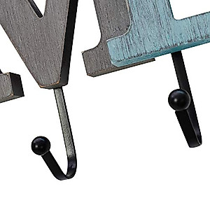 Morning View Wooden Home Sign Decor Aqua Hanging Block Letters Sign with Hook Rustic Decorative Wooden Letters for Wall Decor Cutout Letters Wooden Word Signs Home Signs (Home)