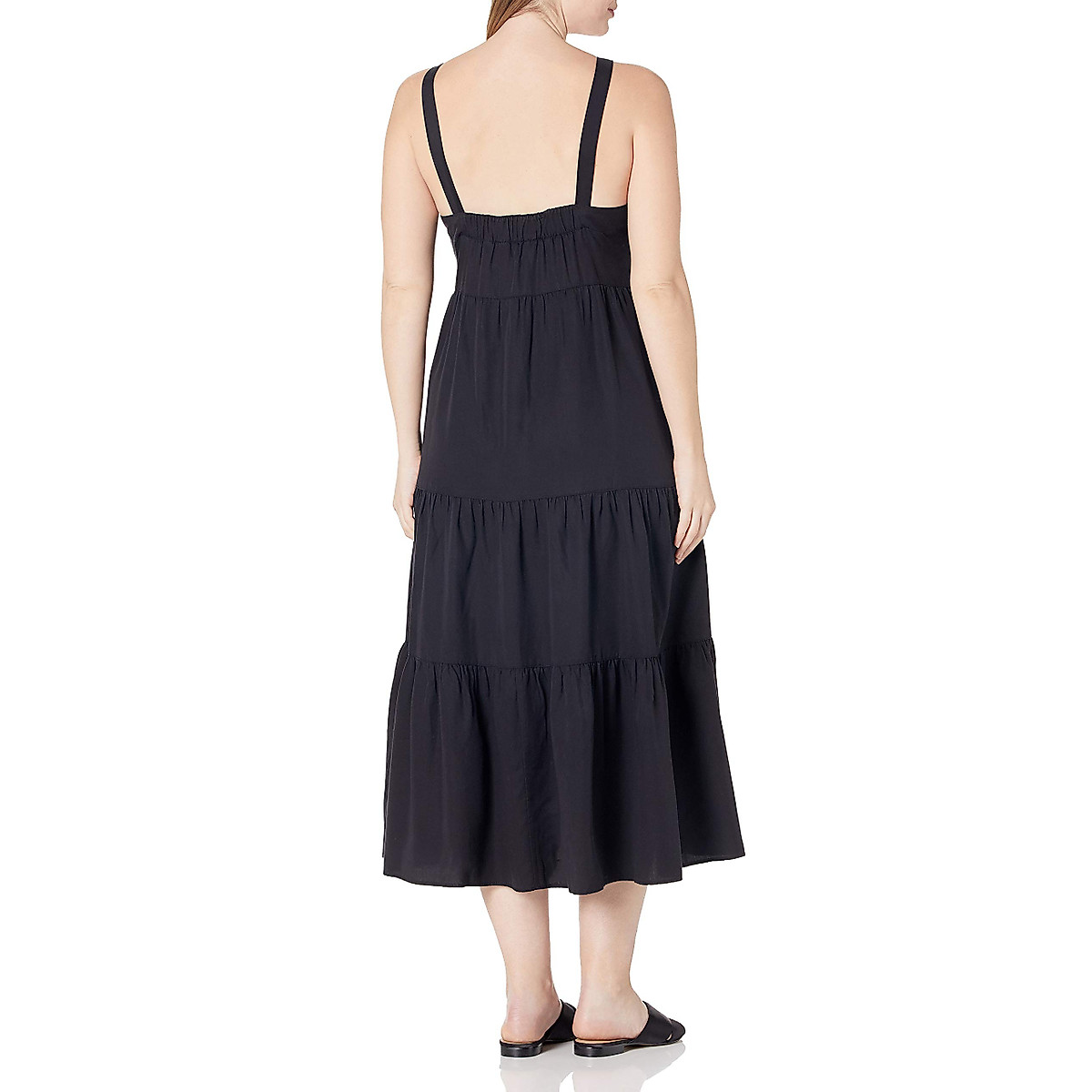 The Drop Women's Britt Tiered Maxi Tent Dress, Off-Black, S