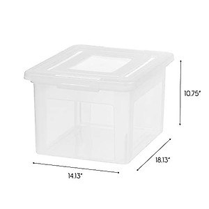 IRIS USA Letter/Legal File Tote Box, BPA-Free Storage Bin Tote Organizer with Durable and Secure Latching Lid, Stackable and Nestable, 4 Pack, Crystal Clear (585237)