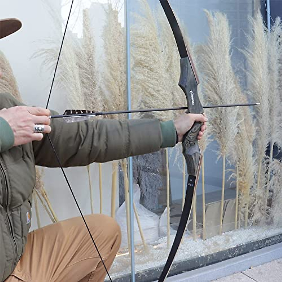 Black Hunter Archery Takedown Bow Longbow American Longbow Adult Right Hand Hunting Wood Bow 60",30-60lbs Target Practice