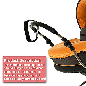 AKOAK Universal Stroller Hook Hanging Bag and Shopping, Large Hook Clasp Stroller Accessories - Easy Hanging Wallet, Diaper Bag, Shopping Bag, Toys, Sports Equipment - Pack of 2, Black