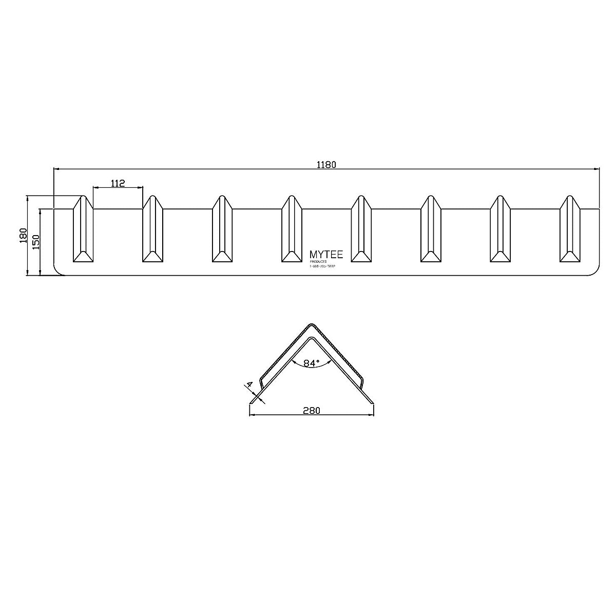 Mytee Products Blue Corner Protector V Shaped/V Edge Guard - 8" x 8" x 48" Inches