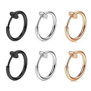 MODRSA Fake Nose Ring Hoop Faux Nose Ring Spring Hoop Fake Nose Piercing Clip on Nose Hoop Fake Lip Earrings Fake Cartilage Conch Non Piercing Jewelry for Women