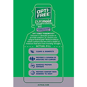 Opti-Free Puremoist Multi-Purpose Disinfecting Solution with Lens Case, (Packaging may vary), 2 Fl Oz (Pack of 1)