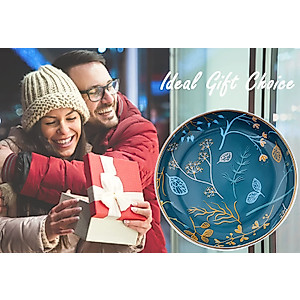 Goporcelain Jewelry Ring Dish Tray Boho Ceramic Decorative Trinket Dish Organizer for Rings Earrings Necklaces Bracelet Watch Keys Plate Small Round Ring Holder Gift for Women Engagement