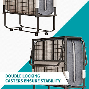 BALUS Rollaway Bed, Folding Bed with Memory Foam Mattress for Adults, Study Metal Construction Folding Bed, Folding Sleeper with 4 Lockable Wheels, (Upgraded 75 x 46 in)