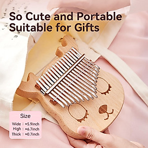 Byla Kalimba 17 Keys Solid Wood Mahogany Portable Thumb piano Finger piano Cartoons Cute Mbira Calimba Marimba Musical Instruments Adults,Child and Beginners