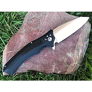 TACTICAL GEARZ G10 EDC Pocket Knife, TG Vex! G10 Handle, 9Cr18MoV Stainless Steel Blade w/Ball Bearing Washers! Includes Sheath! (Black)