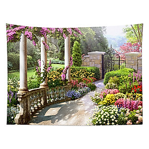 HVEST Garden Tapestry Wall Hanging Colorful Floral Plant Natural Scenery Tapestries for Bedroom Living Room Teen Dorm Party Decor,60x40 Inches