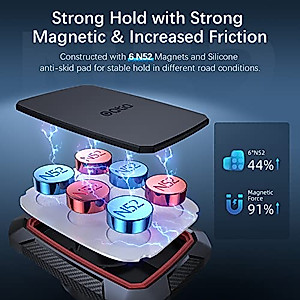 OQTIQ Magnetic Phone Holder for Car Dashboard Windshield 8.3-Inch Flexible Gooseneck Arm Suction Cup Car Magnetic Phone Mount 6 Strong Magnets Sturdy for All iPhone Android Smartphones [Case Friendly]