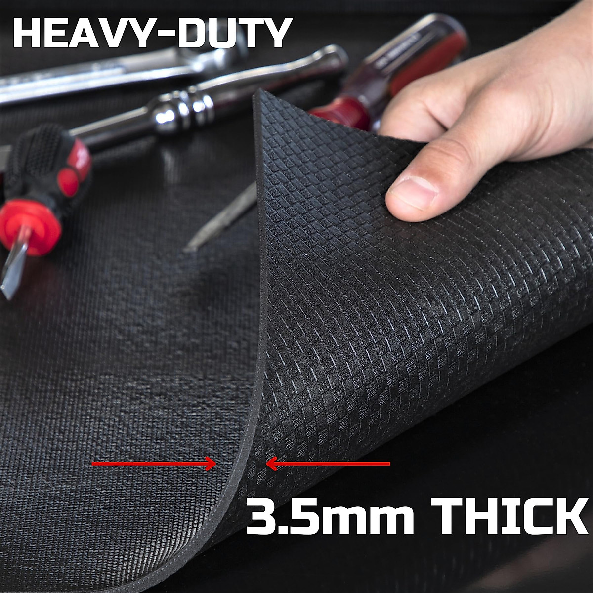 ONREVA Tool Box Liner 18 inch Wide x 24 ft Large, Thick Heavy Duty Toolbox Drawer Liners, Rolling Tool Chest Liner Foam, Shelf Rubber Mat, Black Non-Slip Organizer Liner for Cabinet, Workbench