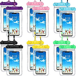 Frienda 12 Pieces Universal Waterproof Phone Pouch Underwater Case Clear Cellphone Dry Bag with Lanyard Outdoor Beach Swimming Snorkeling Bag for Smartphone up to 6.9 Inch (Multi-Color)