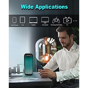 Wireless Bluetooth Speaker, Portable Speaker 15W Stereo Sound with Multi LED Light Dynamic Modes, IPX4 Waterproof Bluetooth Speakers, BT5.3, TWS Surround Pairing, Lightweight for Party Outdoor Camping