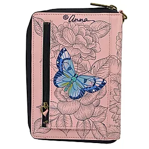 Anna by Anuschka Women's Hand-Painted Genuine Leather Passport Organizer Writslet - Butterfly Garden