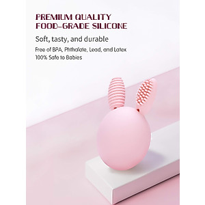 Bunny Eggy Teether Baby Teething Toy Rabbit Egg Rattle Toy Teething Pain Relief for Babies Boys Girls - Pink