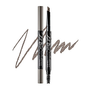 CLIO Kill Brow Auto Hard Eyebrow Pencil, Dual-End, Long Lasting, Waterproof, Smudge-Resistant, Spoolie Brush, Sharpener (05 Gray Brown)