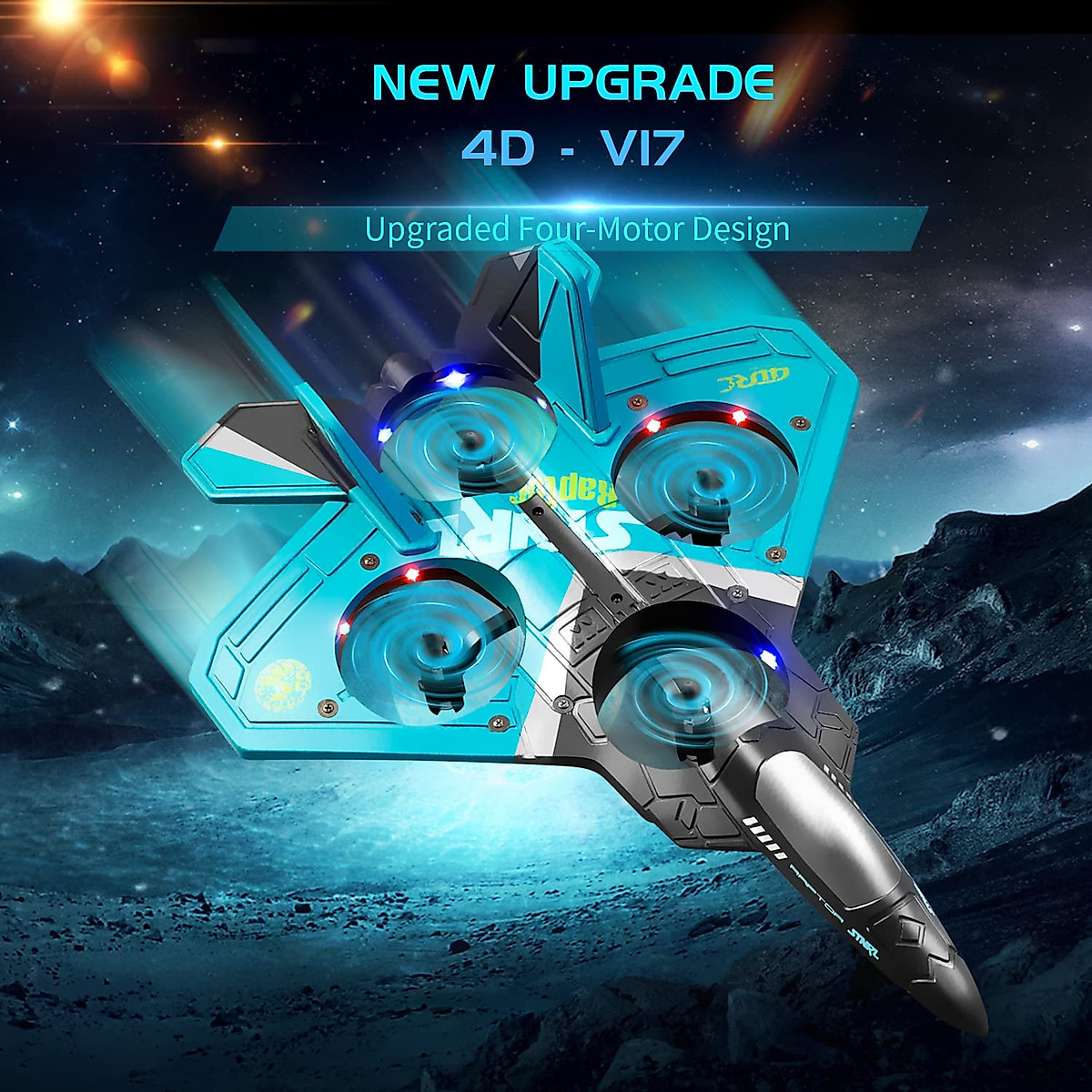 TIKHOSEN Rc Plane for Kids Drones for Age 8-12 Remote Control Foam Airplane for Kids Ages 8-12 Fighter Jet Toy Airplane with Function Gravity Sensing Stunt Roll Cool Light Styrofoam Plane (B)