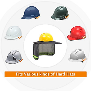 TCCFCCT Hard Hat Sun Shade, Full Brim Mesh Neck Sun Shield, High Visibility Sun Visor Neck Protection and Bandana Headband Face Scarf, Hard Hat Accessories, Hard Hat Not Included, 2 Packs, Grey