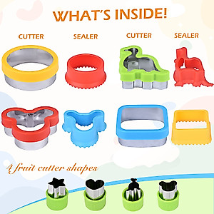 Hhyn Sandwich Cutter and Sealer - Uncrustables Maker Dinosaur Mickey Circle Square Shape Cookie Cutters Bread Decruster Pancake Maker DIY Sandwich Cutter for Kids - Vegetable Fruit Cutter Set