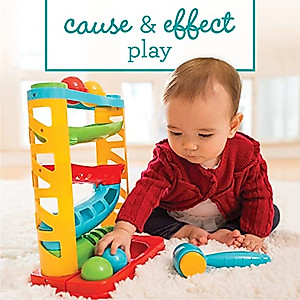 Infantino Bop & Drop Ball Tower - STEAM Educational Play, Hand-Eye Coordination Skills, and Cause and Effect Play for Babies & Toddlers, 12M+