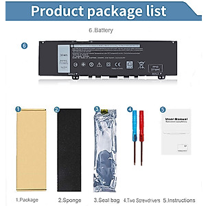 Perhanmm 38Wh F62G0 11.4V Battery for Dell Inspiron 13 7000 7373 7386 2-in-1 7370 7380 5370 P83G P87G P91G P83G001 P83G002 P87G001 P91G001 Vostro 5370 F62GO RPJC3 39DY5 039DY5 0RPJC3 3-Cell