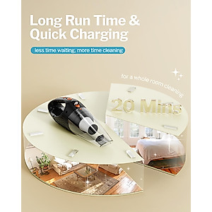 Powools Car Vacuum Cordless Rechargeable - Handheld Vacuum Cleaner High Power with Fast Cahrge Tech, Portable Vacuum with Large-Capacity Battery, Handy Handheld Vac with LED Light, Silver (PL8189)