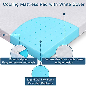Airensky 2 Inch Memory Foam Mattress Topper,Cooling Gel Infused High Density Twin(39"x75") Topper with Removable Skin-Friendly Cover,Bed Topper for Pressure Relief Back Pain, CertiPUR-US Certified