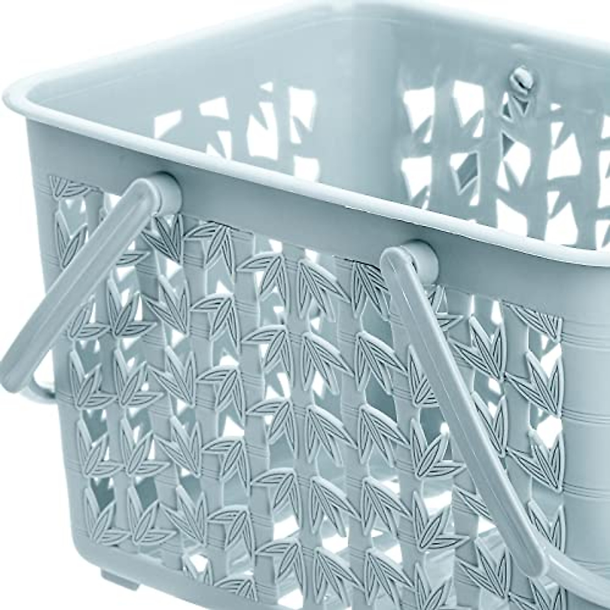 Elsjoy Set of 3 Plastic Shower Caddy Basket, Portable Shower Tote Storage Bin with Handles, Drainage Toiletry Organizer for Bathroom, College Dorm, Kitchen, 10" L x 7" W x 6" H