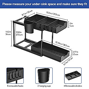 Puricon 2 Pack Clear Lazy Susan Turntable Organizer Bundle with 2 Pack Under Sink Organizers and Storage 2-Tier Double Sliding Pull-Out Drawer