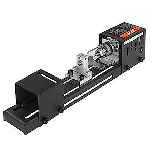 VEVOR Mini Lathe Machine, 2.76 in x 6.3 in, 24VDC 96W Mini Wood Lathe Tools Milling Machine Accessories, 7 Speeds 4220/5300/5650/6350/6660/7050/8450 RPM, for DIY Woodworking Wood Drill Rotary Tool