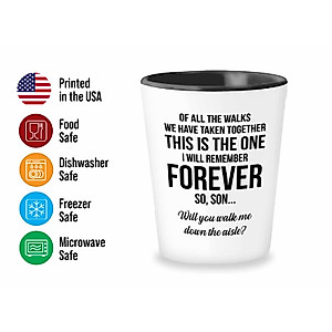 Proposal Shot Glass 1.5oz - Personalized Son Walk Me Down the Aisle - Dad Romantic Marriage Relationship Fiancee Engagement Wedding Day Step Dad Future Husband Wife