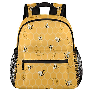 TropicalLife Toddler Backpack Cute Bee Kids Backpack for Boys and Girls Honeycomb Animal Bee Preschool Bag Kindergarten Schoolbag With Chest Strap