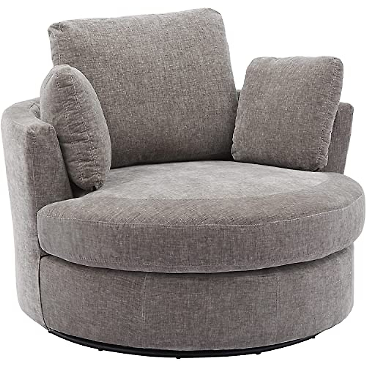 VUMALL 42" W Small Loveseat Sofa Couch, Swivel Barrel Chairs for Bedroom 360 Degree Swivel Accent Chairs for Living Room, Chenille Fabric Club Chair Chaises Lounges for Living Room/Office/Hotel, Grey
