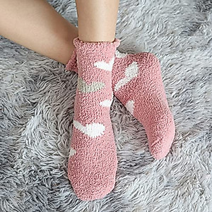 Aivanart Fuzzy Socks for Women,6 Pairs Soft Fluffy Cozy Slipper Socks,Comfy Warm Winter Sleep Plush Bed Socks for Valentine's Day Gifts